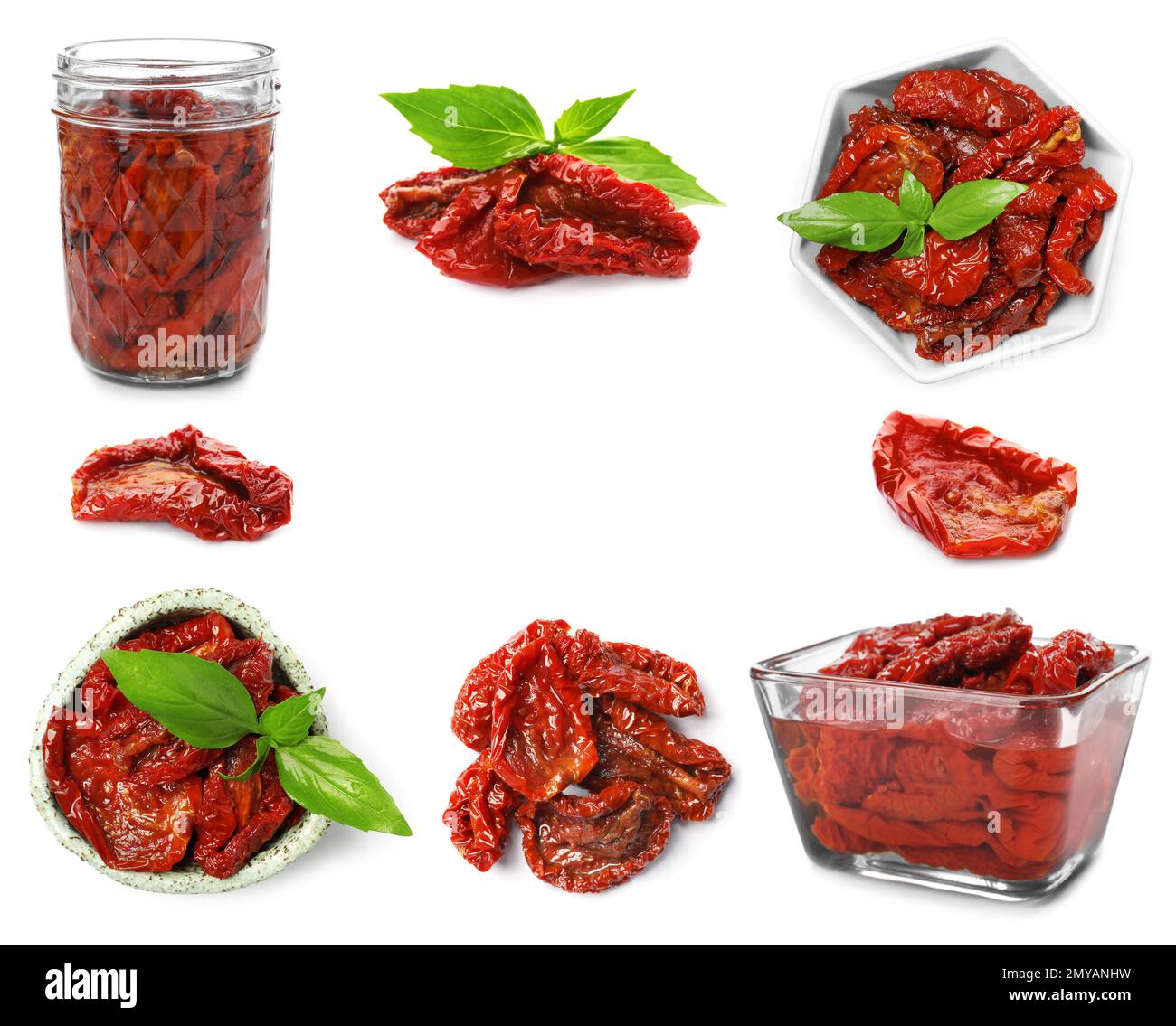 Frame of tasty sun dried tomatoes on white background Stock Photo - Alamy