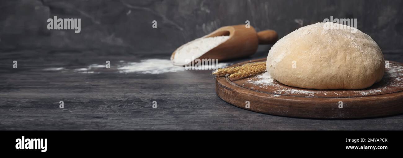 Dough on table, space for text. Banner design Stock Photo - Alamy