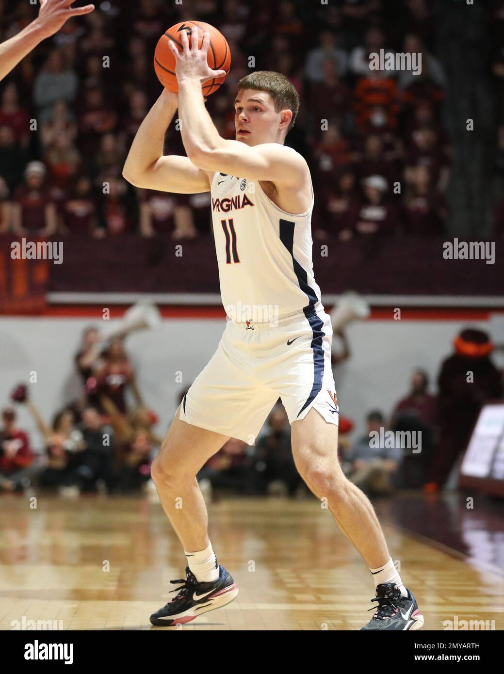 February 4, 2023: Virginia Cavaliers guard Isaac McKneely (11) looks to ...