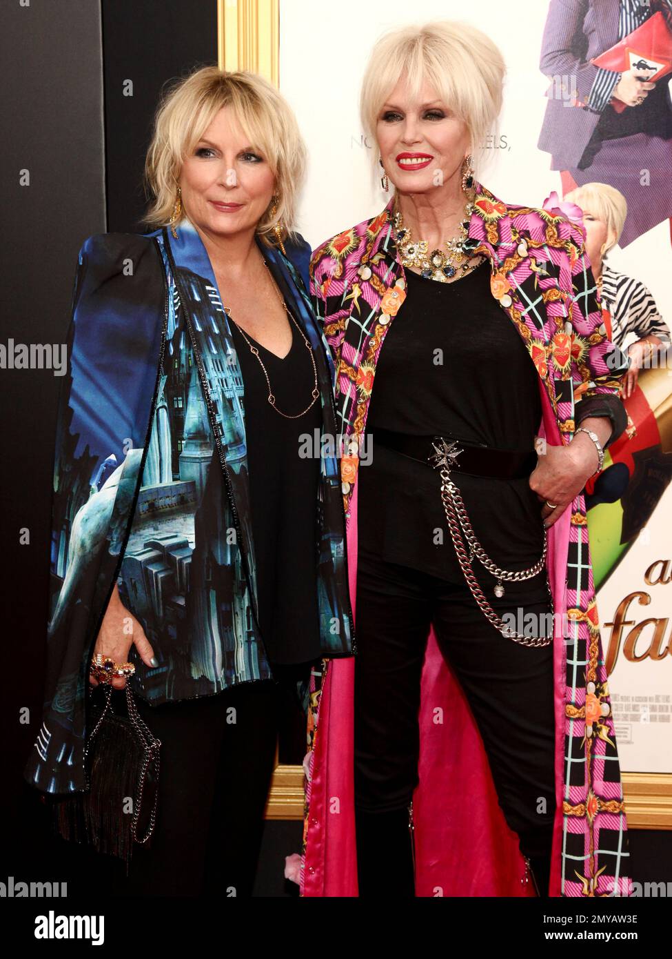 Jennifer Saunders, left, and Joanna Lumley, attend the premiere of ...