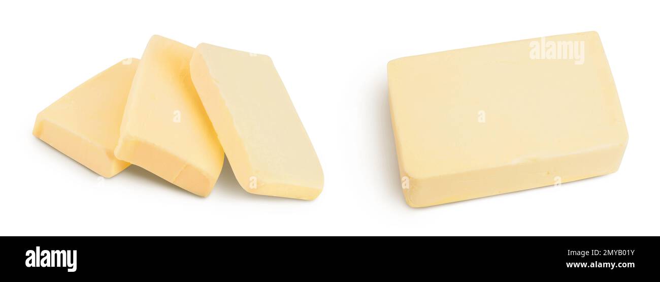 butter isolated on white background with full depth of field. Top view ...