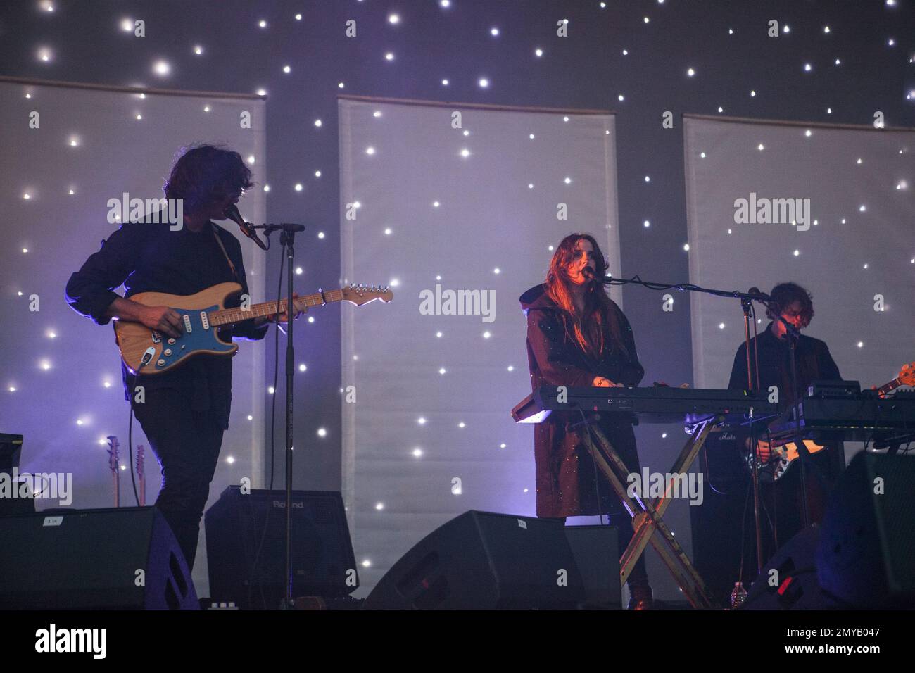 Alex Scally, Victoria Legrand, and Skyler Skjelset of Beach House seen ...