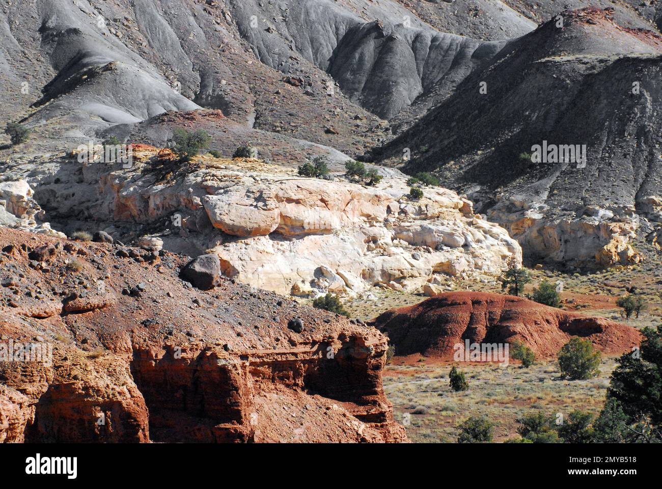 Utah- Panoramic close up of colorful sandstone and clay cliffs in the ...