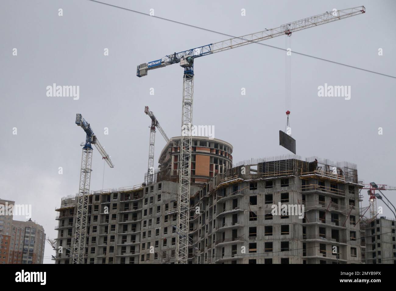 Russian Federation. Saint-Petersburg. Winter. Construction of a ...