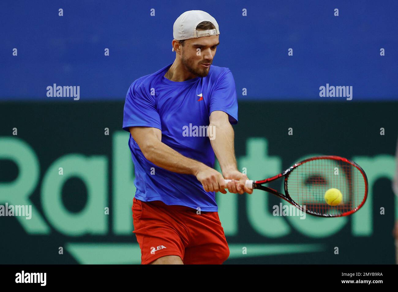 Tennis player Tomas Machac of Czech team in action during the match ...