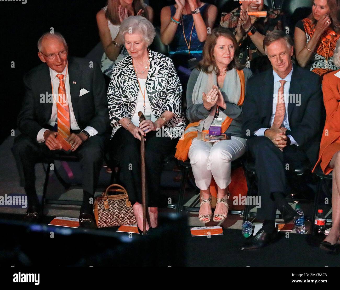 James Haslam, left, and his wife, Natalie Haslam, second from left, sit ...
