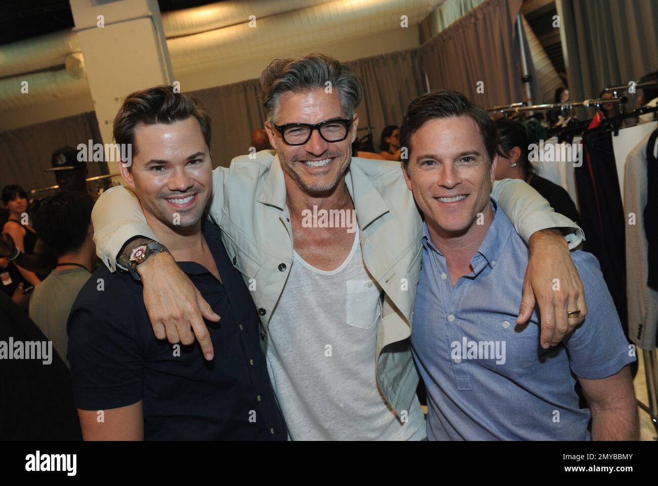 Model and actor Eric Rutherford, center, poses with actors Andrew ...