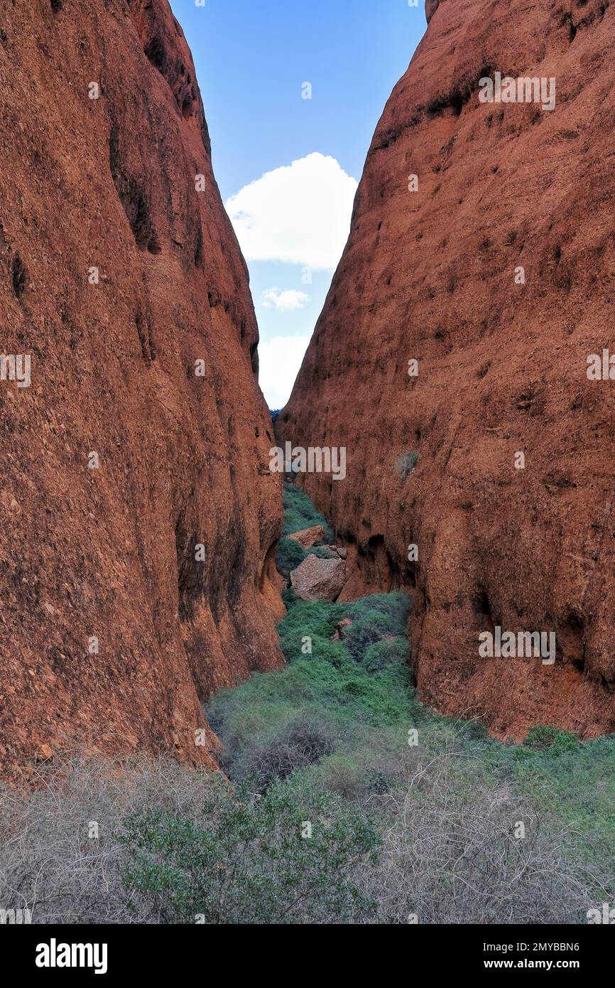 473 Sheer cliffs of the domes framing the Walpa Gorge as seen from the ...