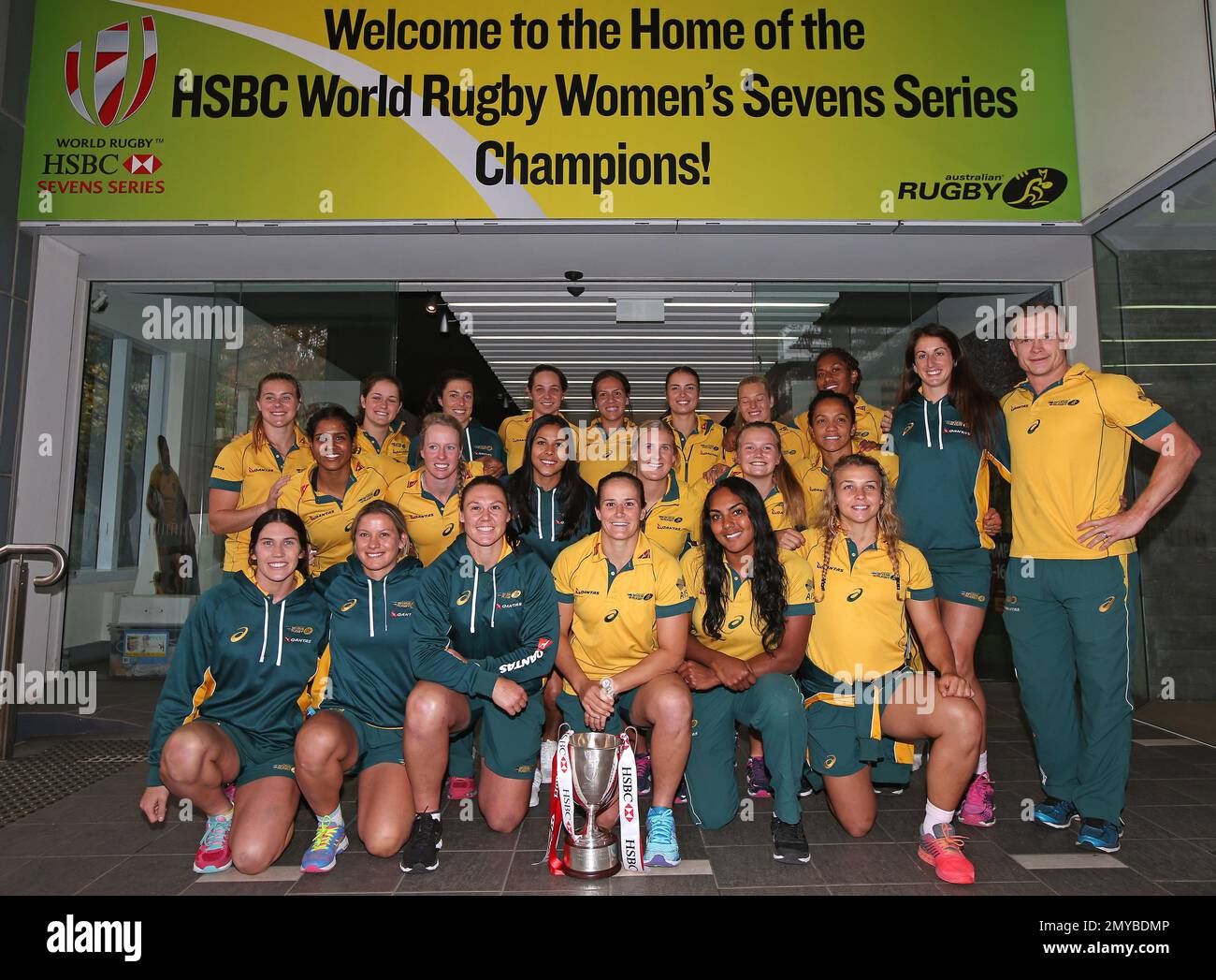 In this June 1, 2016, photo the Australia women's rugby sevens team ...