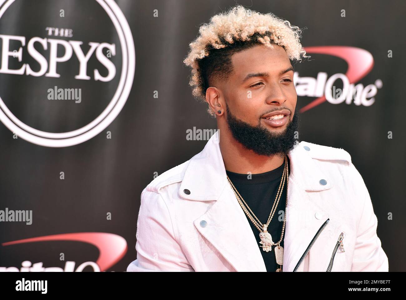 NFL player Odell Beckham Jr., of the New York Giants, arrives at the ...