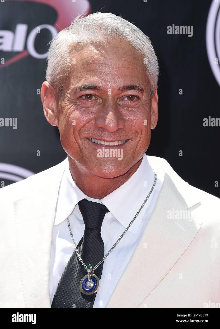 Diver Greg Louganis arrives at the ESPY Awards at the Microsoft Theater ...
