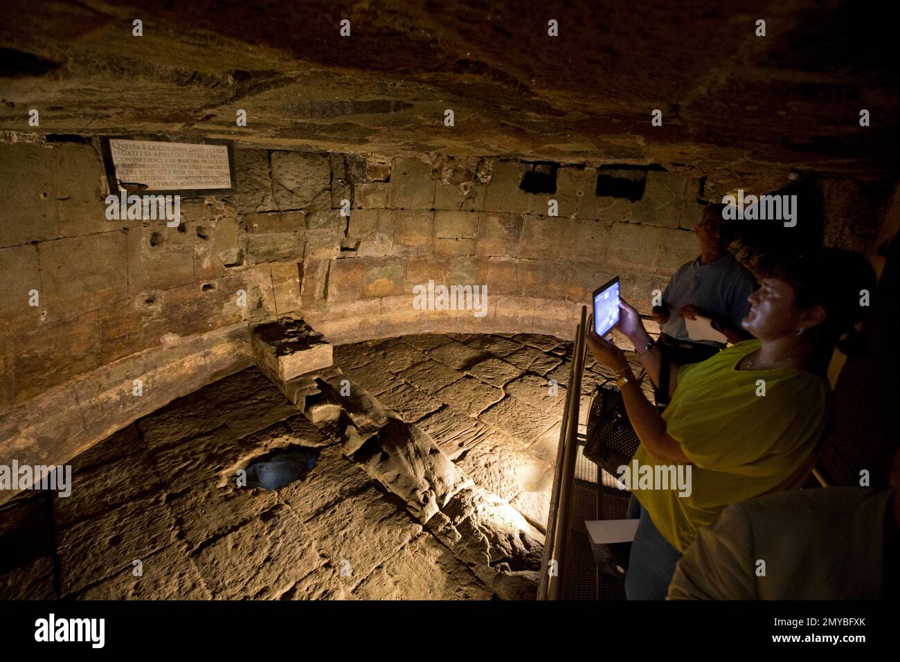 People visit the ancient Roman Mamertine Prison, also know as the ...