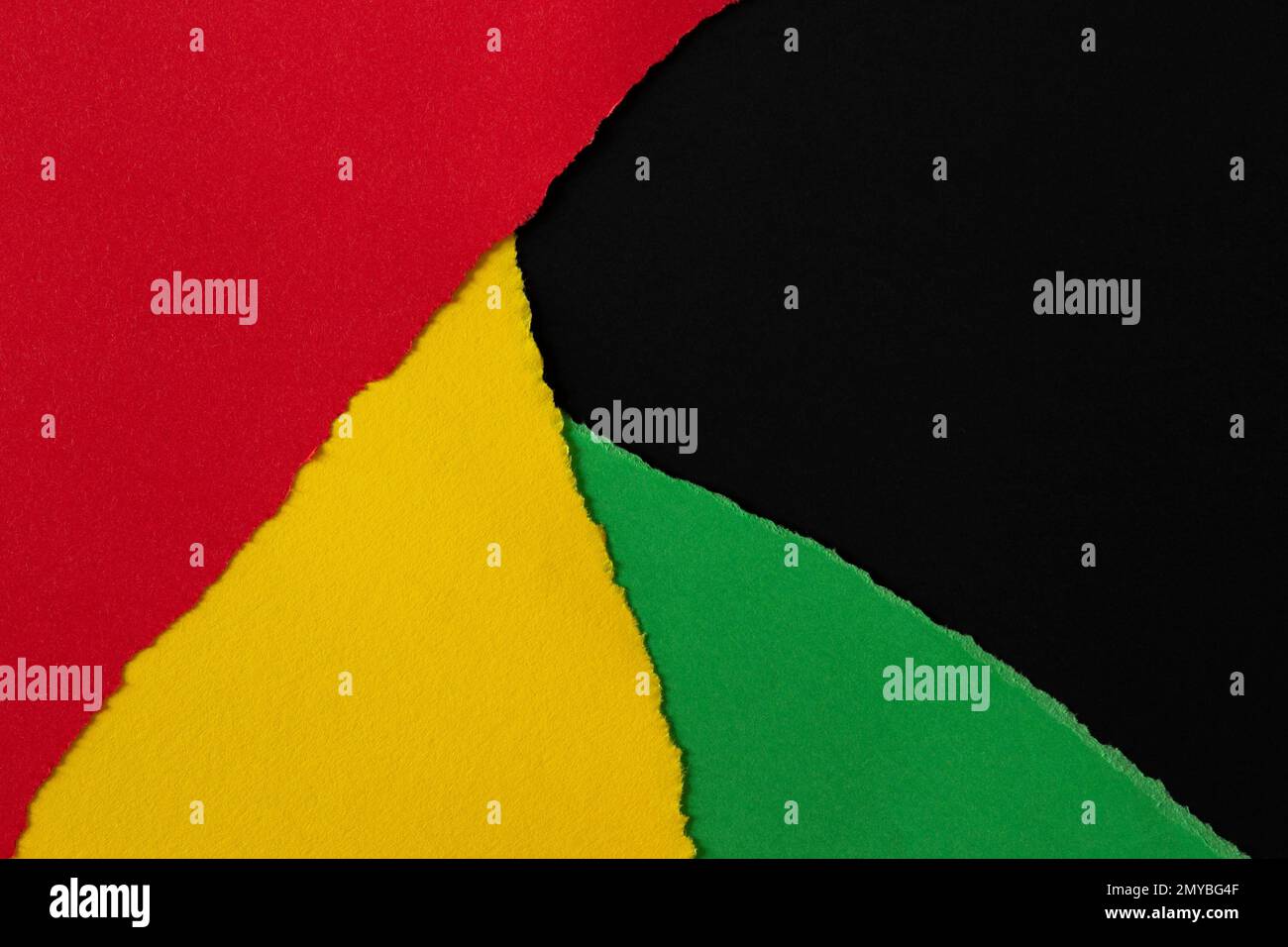 Abstract geometric black, red, yellow, green color paper background ...