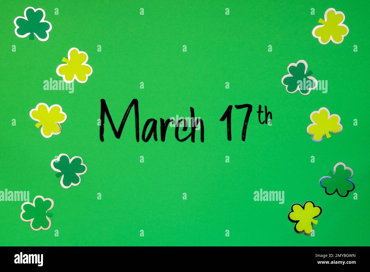 Green Saint Patrick's Day Flat Lay, English Text March Seventeenth ...