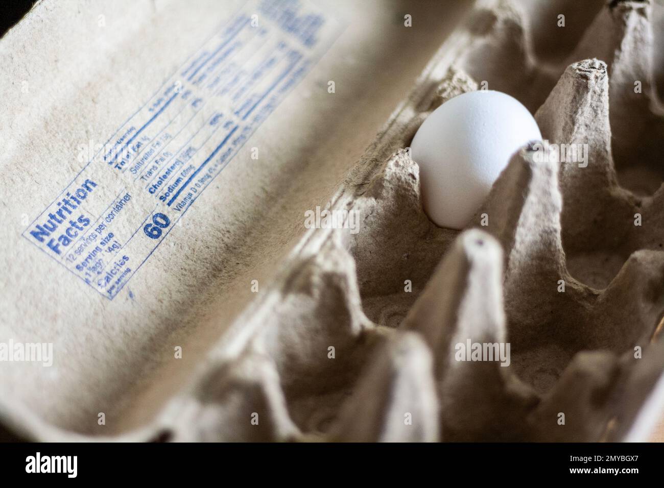 One last single egg in the egg carton Stock Photo - Alamy