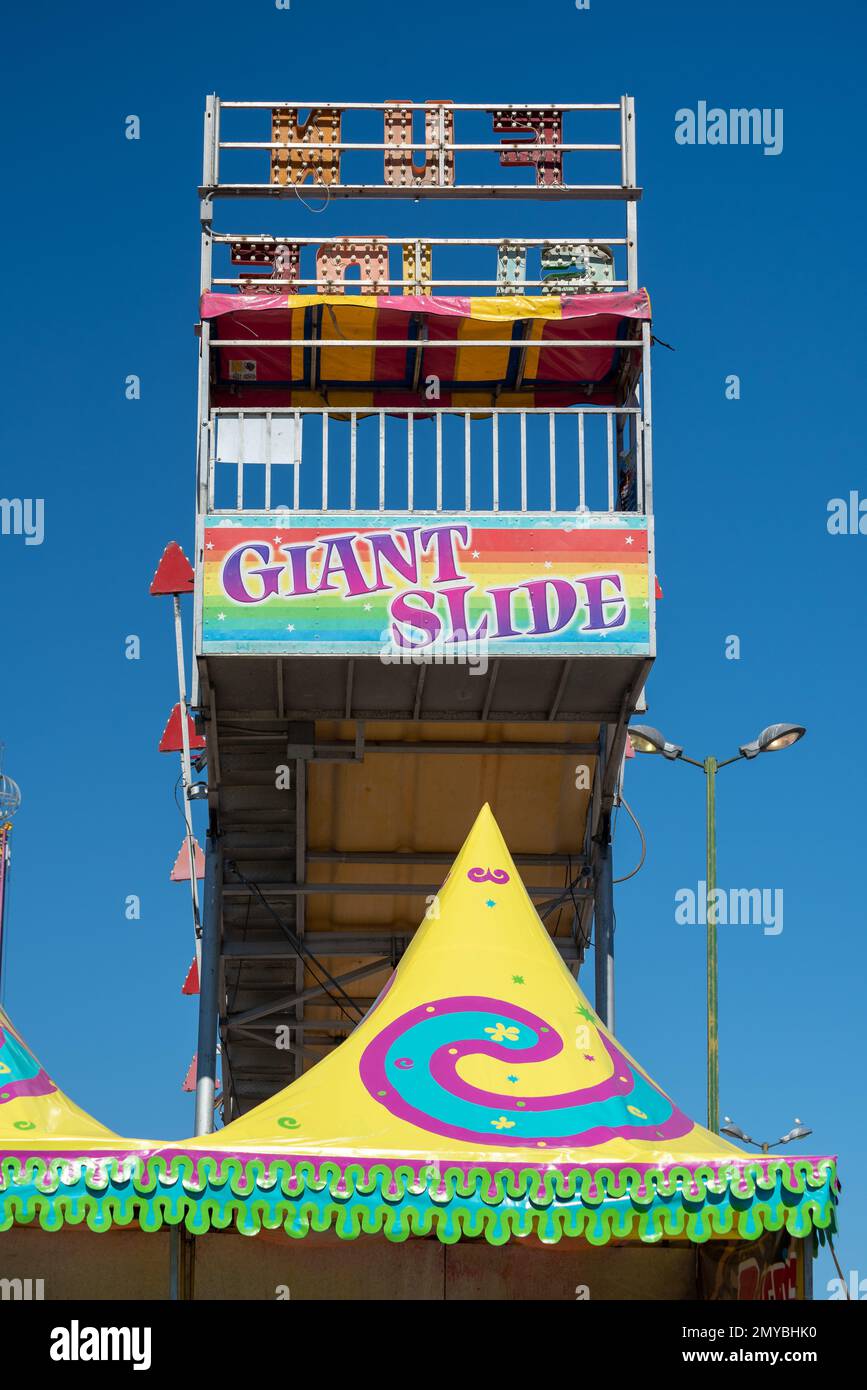 A colorful giant slide in a carnival in Guaymas, Sonora, Mexico Stock ...