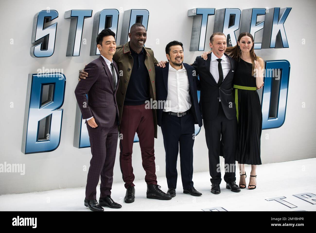 From left, John Cho, Idris Elba, director Justin Lin, Simon Pegg and ...