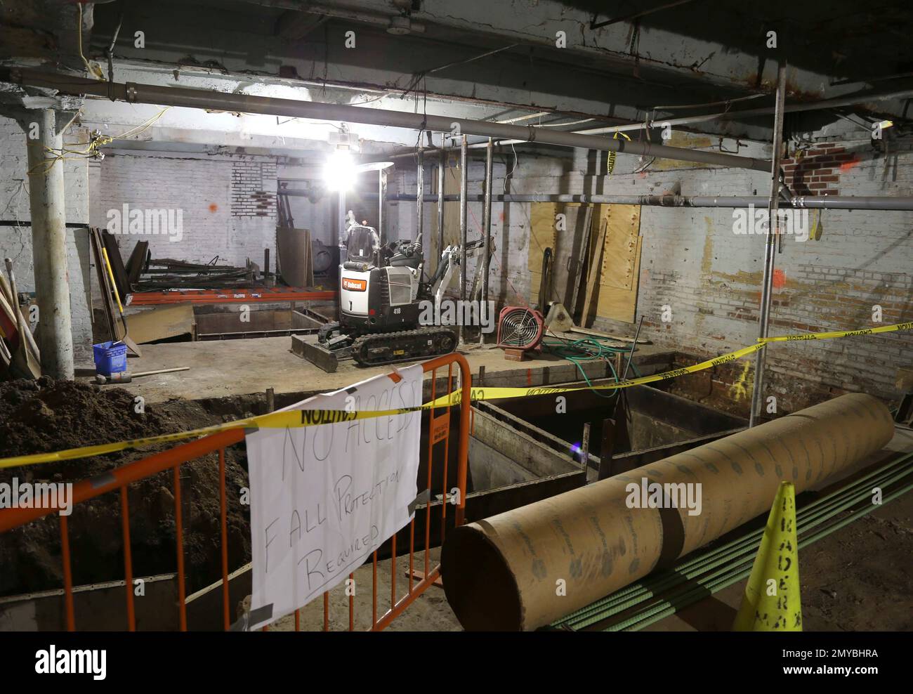 Structural work continues in the basement of a firehouse in New York ...