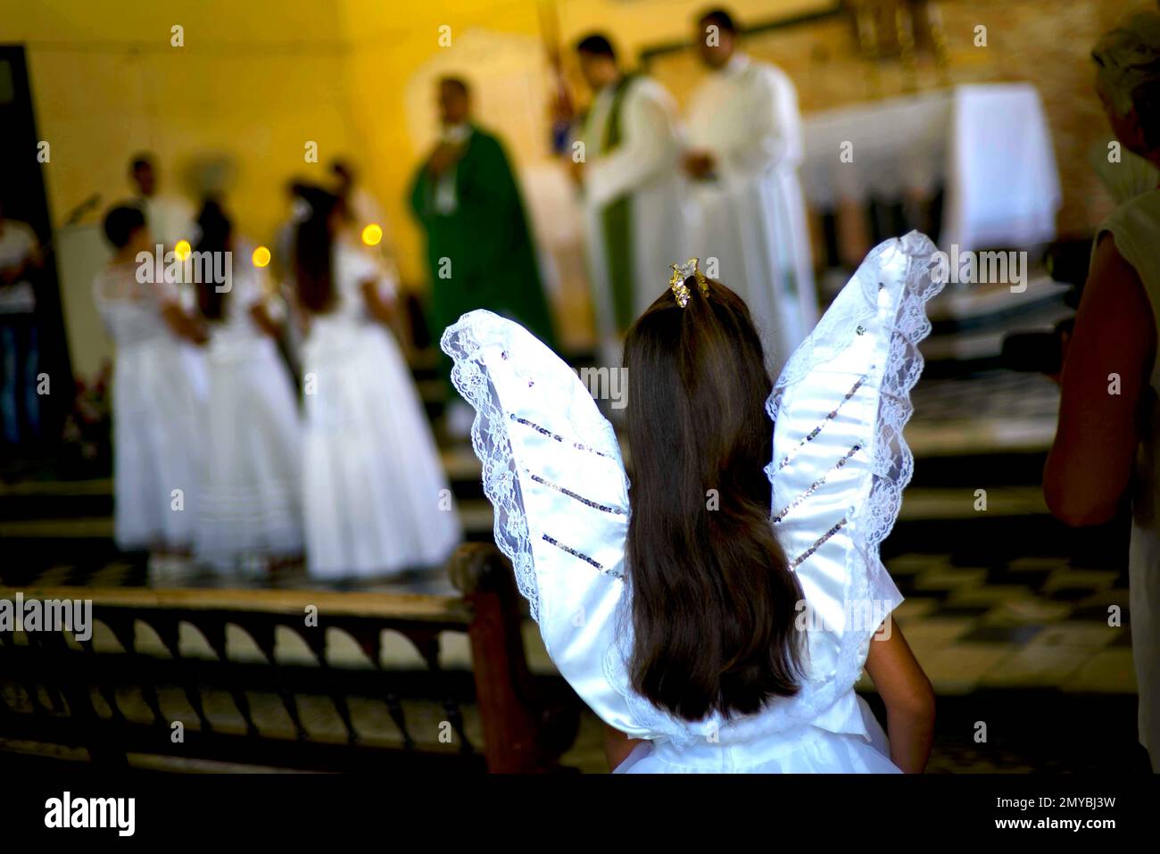 In this June 19, 2016 photo, Veronica Hernandez, dressed as an angel ...