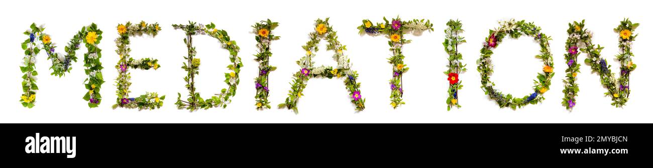 Blooming Flower Letters Building English Word Mediation Stock Photo - Alamy
