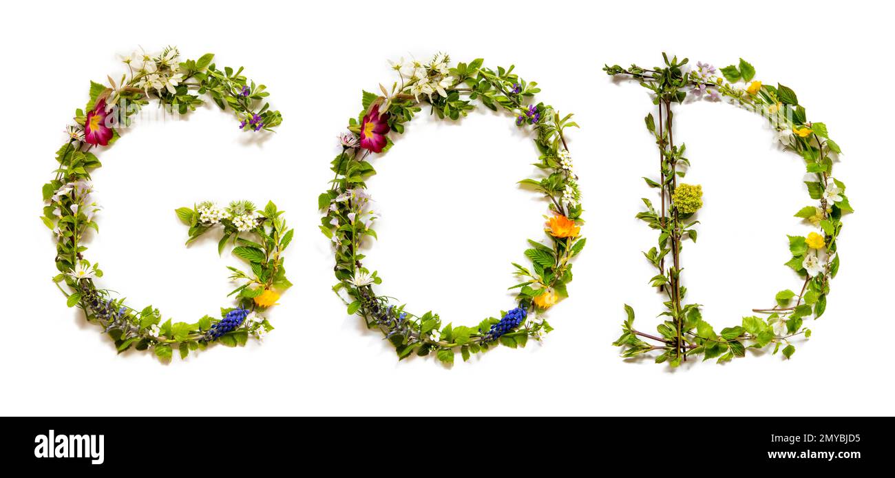 Blooming Flower Letters Building English Word God Stock Photo - Alamy