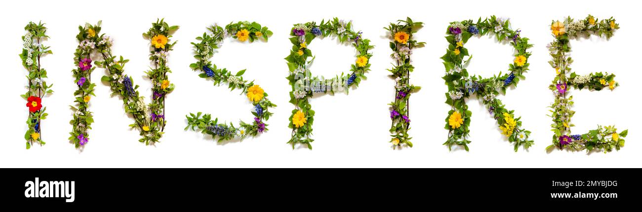 Blooming Flower Letters Building English Word Inspire Stock Photo - Alamy