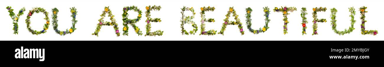 Blooming Flower Letters Building English Text You Are Beautiful Stock ...