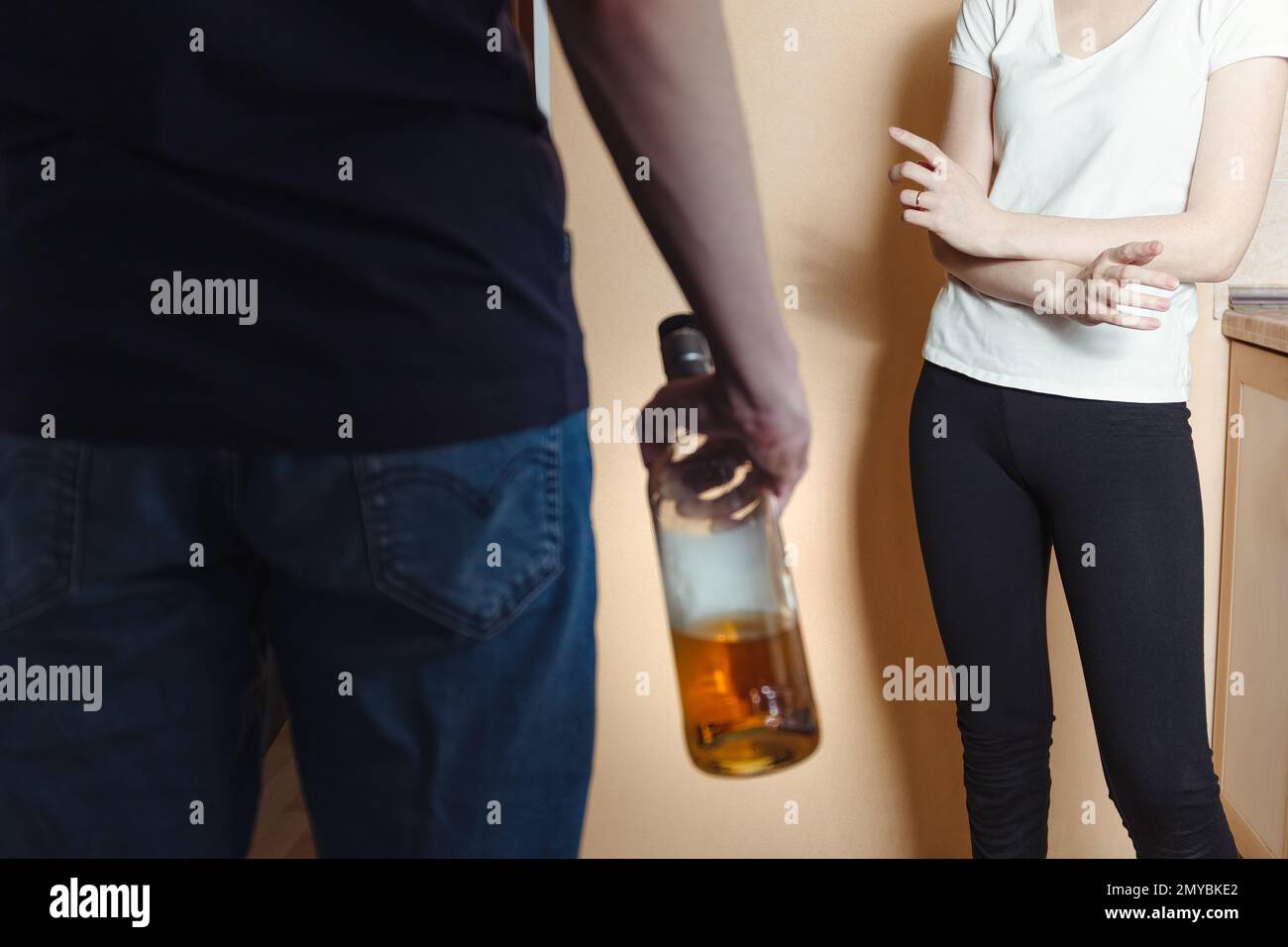 Alcoholism, problems with alcohol. Drunk man alcoholic argues with his ...