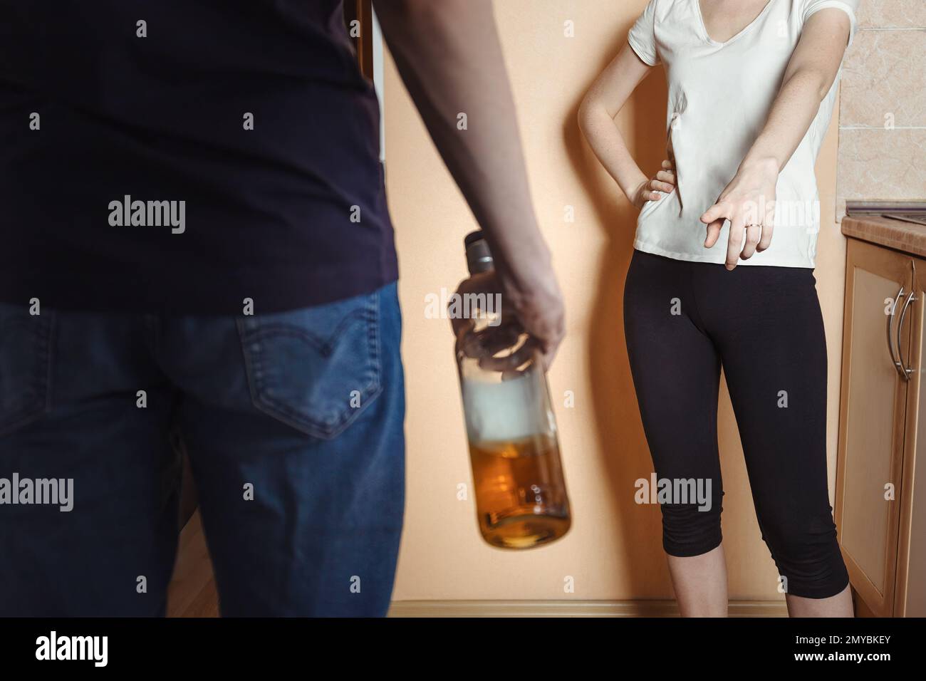 Alcoholism, problems with alcohol. Drunk man alcoholic argues with his ...