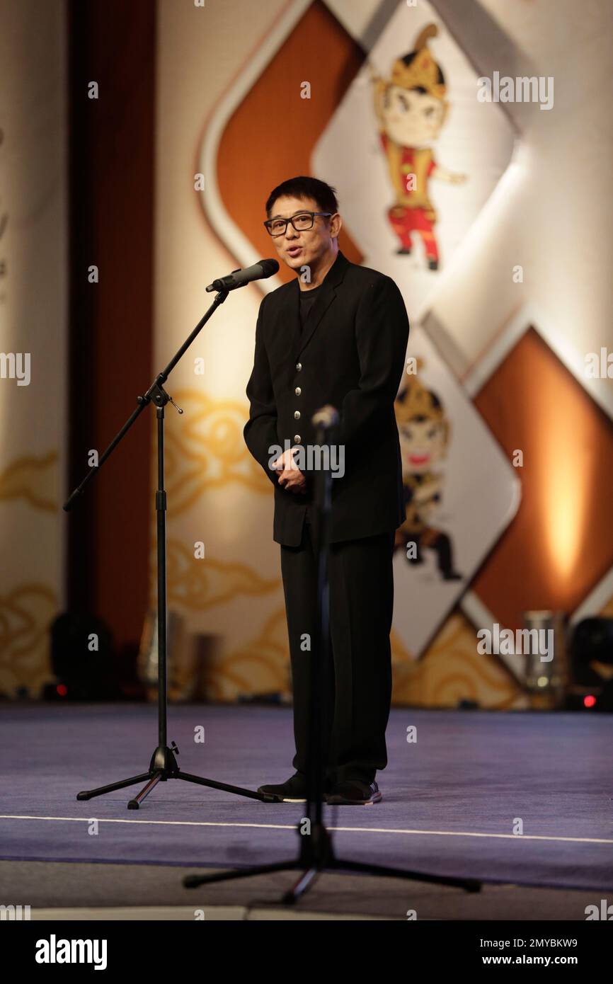 Chinese actor Jet Li delivers a speech during the opening ceremony of ...