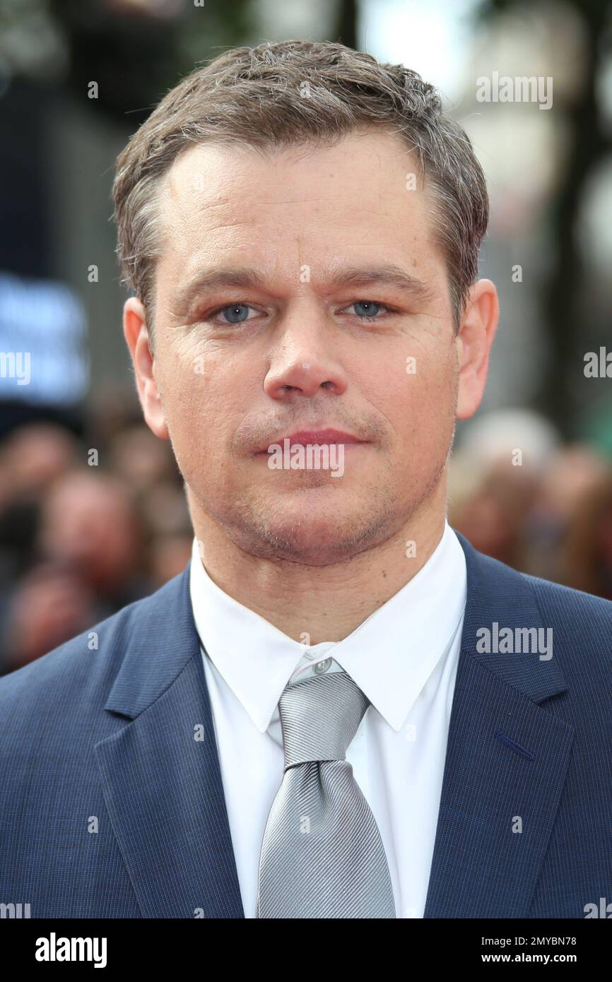 Actor Matt Damon poses for a photograph upon arrival at the premiere of ...