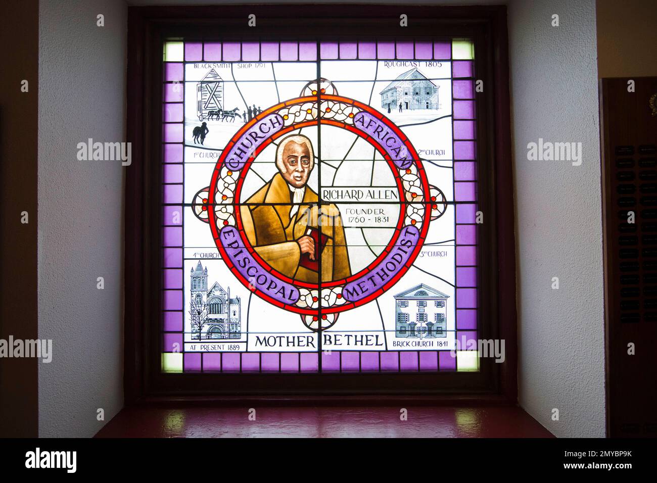 **HOLD FOR STORY BY Errin Whack** Shown is a stained glass depiction of ...