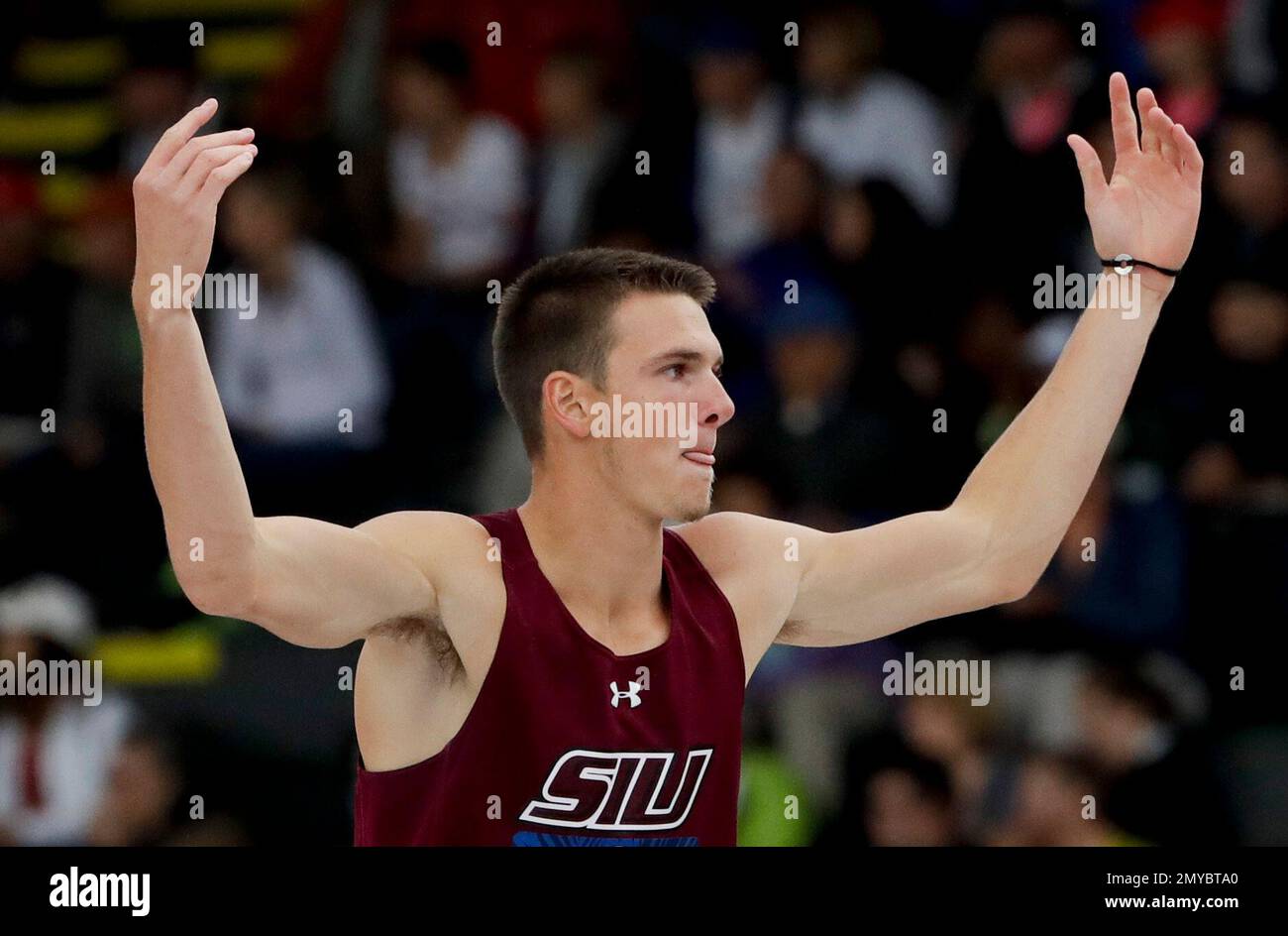 Kyle Landon reacts during the men's high jump final at the U.S. Olympic ...