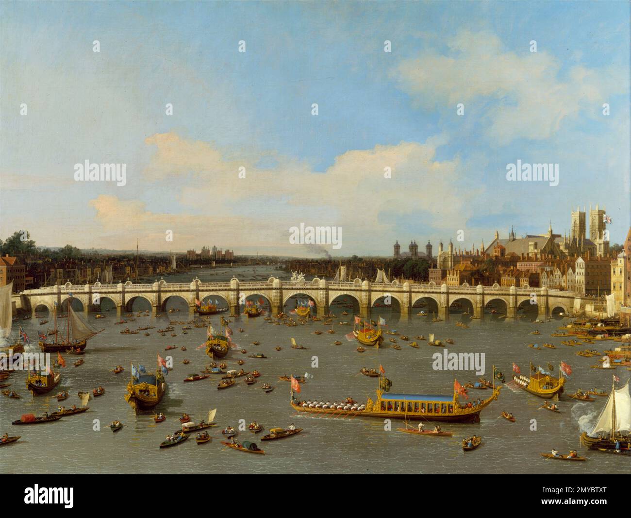 Westminster Bridge, with the Lord Mayor's Procession on the Thames ...