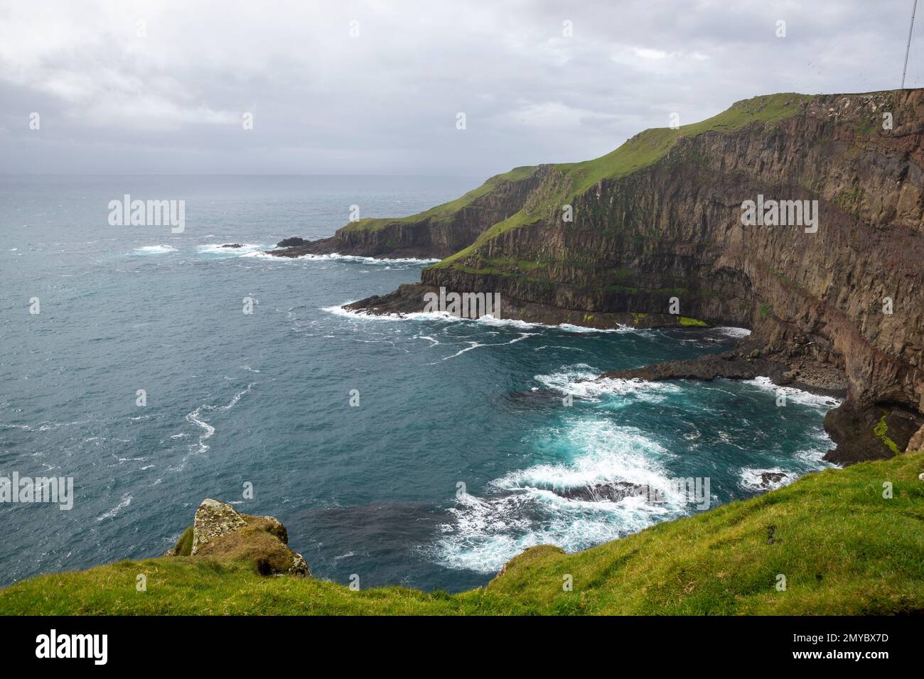 Cliffs near Akraberg light house in Southern Suduroy Island, Faroe ...