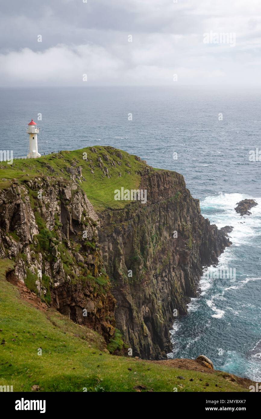 Akraberg light house in Southern Suduroy Island, Faroe Islands Stock ...