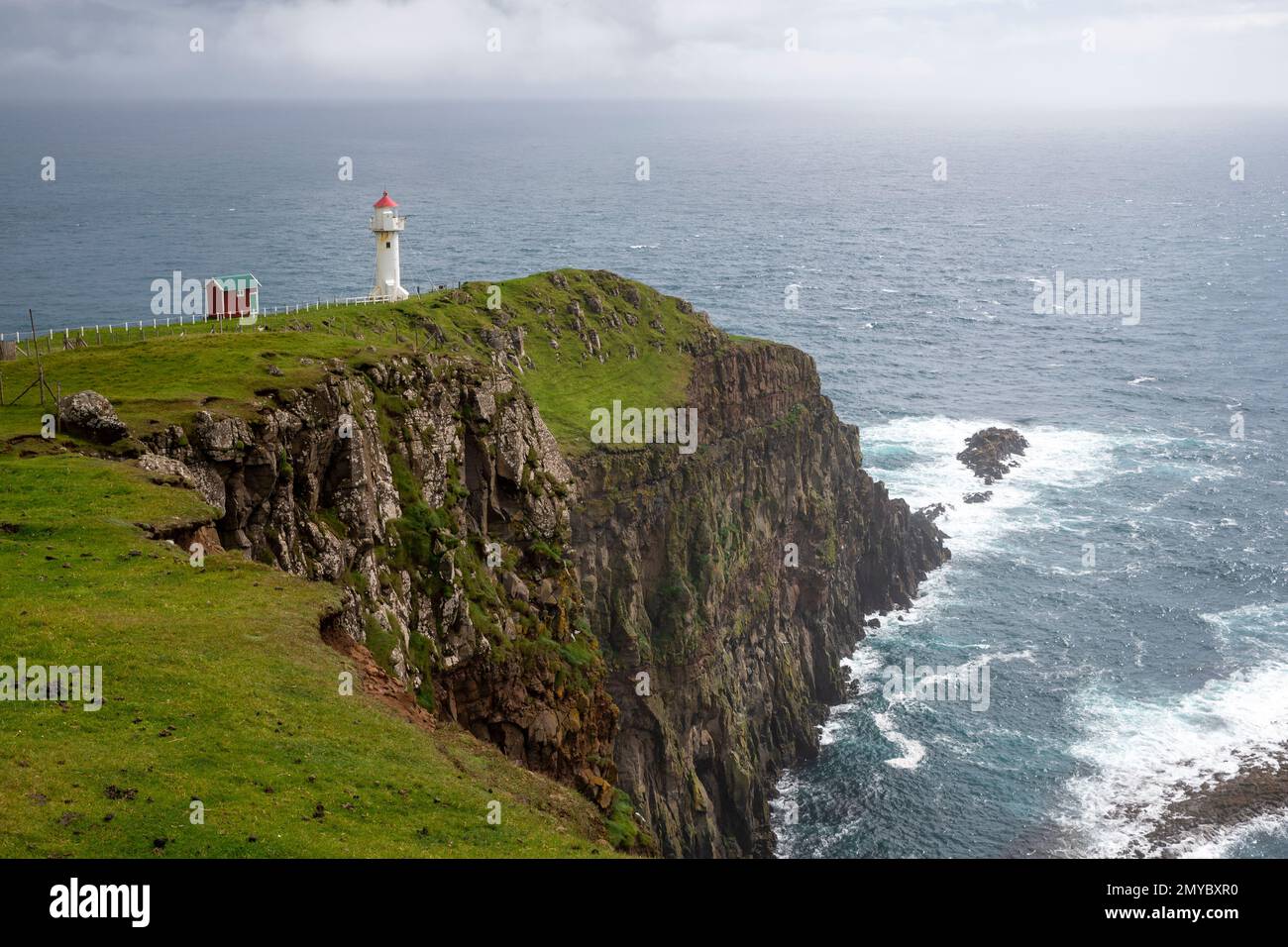 Akraberg light house in Southern Suduroy Island, Faroe Islands Stock ...
