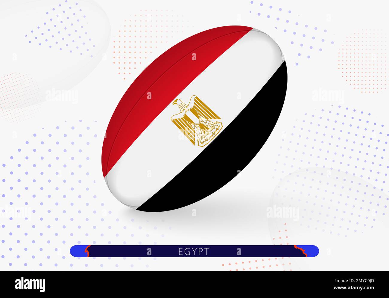 Rugby ball with the flag of Egypt on it. Equipment for rugby team of ...