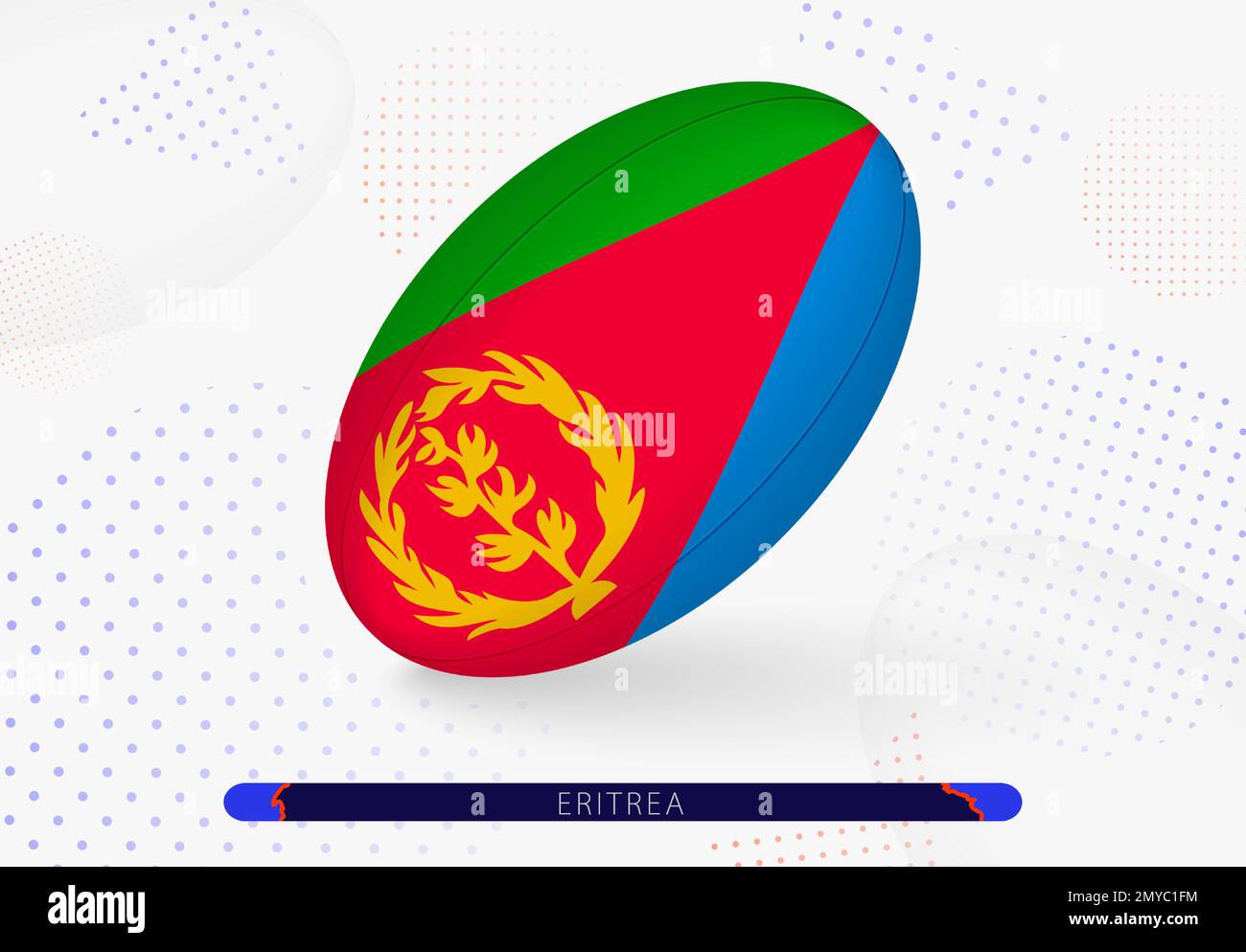 Rugby ball with the flag of Eritrea on it. Equipment for rugby team of ...