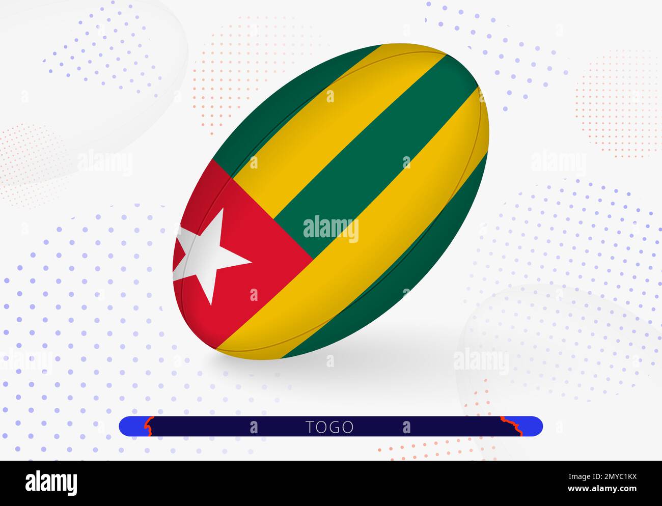 Rugby ball with the flag of Togo on it. Equipment for rugby team of ...