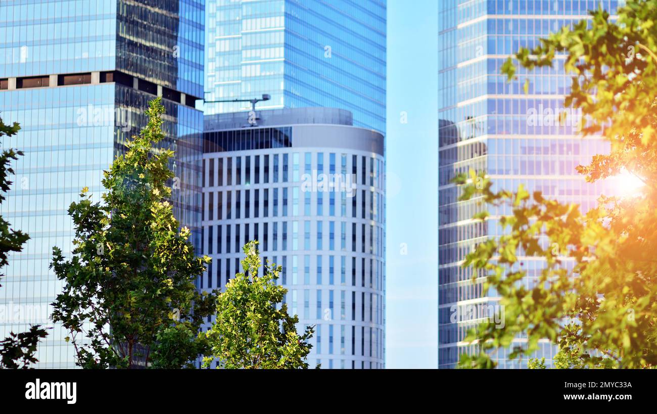 Abstract fragment of contemporary architecture, walls made of glass and ...