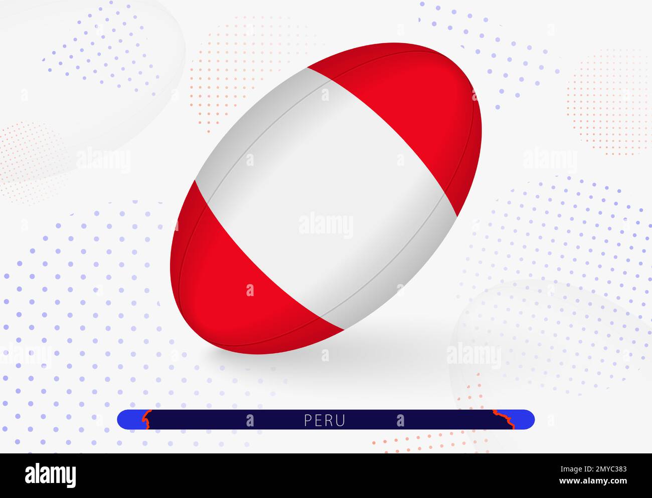 Rugby ball with the flag of Peru on it. Equipment for rugby team of ...