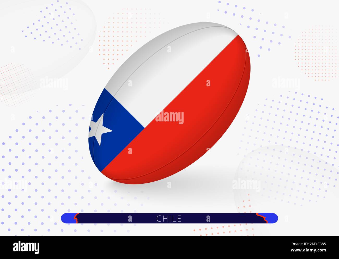 Rugby ball with the flag of Chile on it. Equipment for rugby team of ...