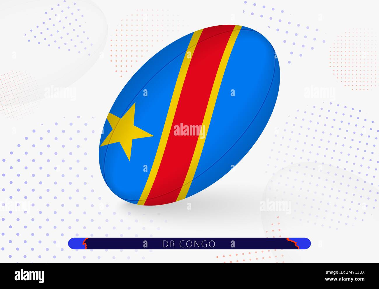 Rugby ball with the flag of DR Congo on it. Equipment for rugby team of ...