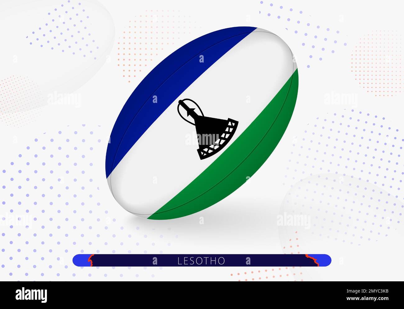Rugby ball with the flag of Lesotho on it. Equipment for rugby team of ...