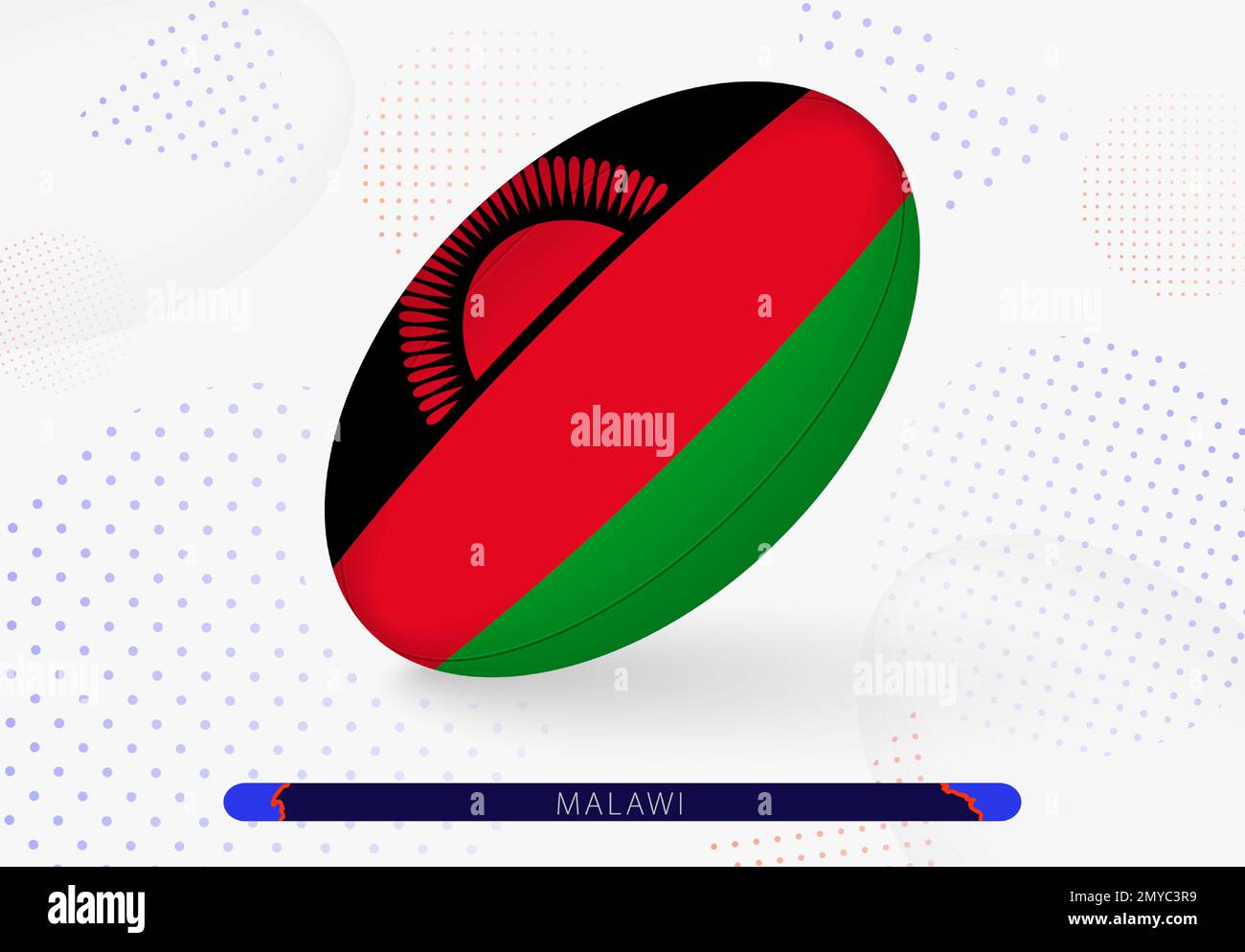 Rugby ball with the flag of Malawi on it. Equipment for rugby team of ...