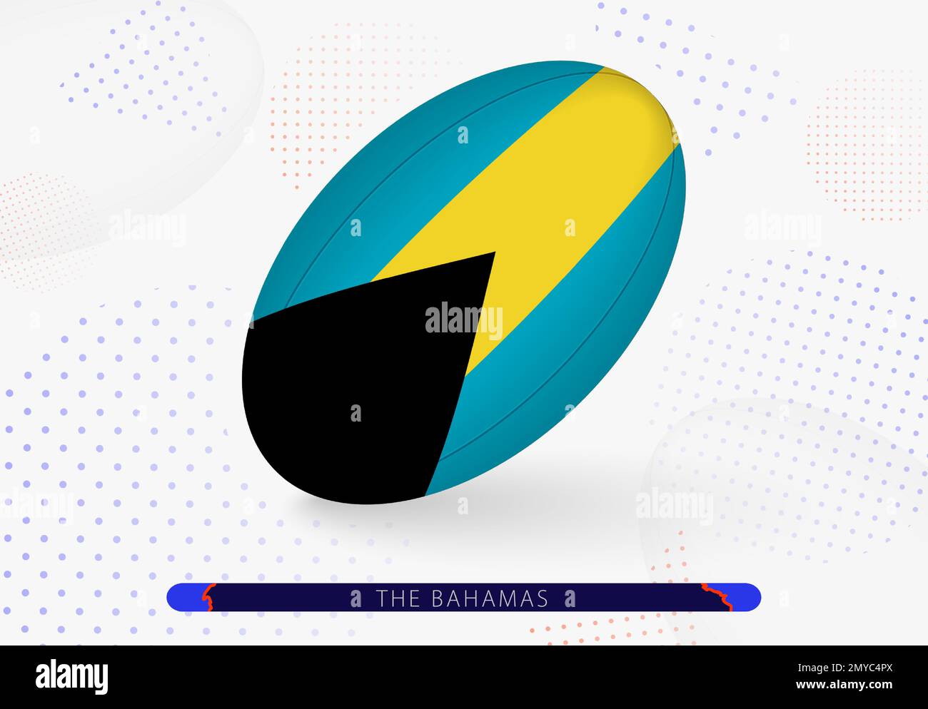 Rugby ball with the flag of The Bahamas on it. Equipment for rugby team ...