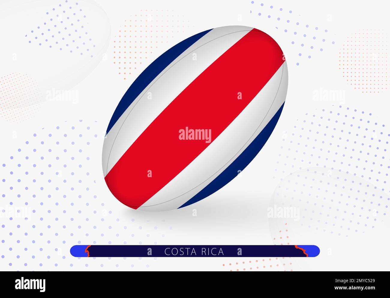 Rugby ball with the flag of Costa Rica on it. Equipment for rugby team ...