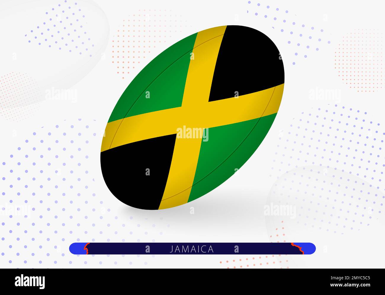 Rugby ball with the flag of Jamaica on it. Equipment for rugby team of ...
