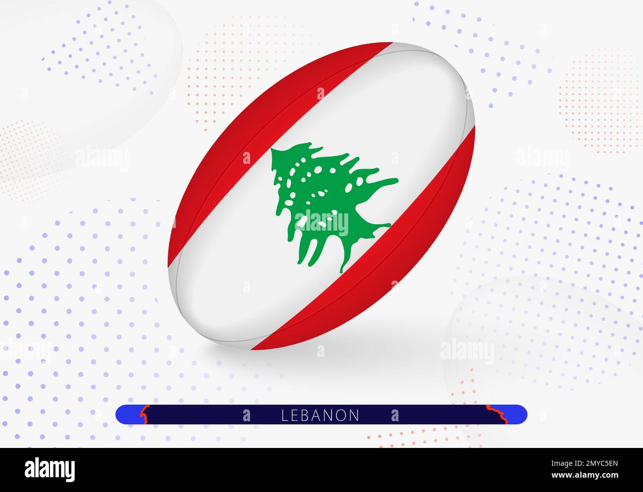 Rugby ball with the flag of Lebanon on it. Equipment for rugby team of ...